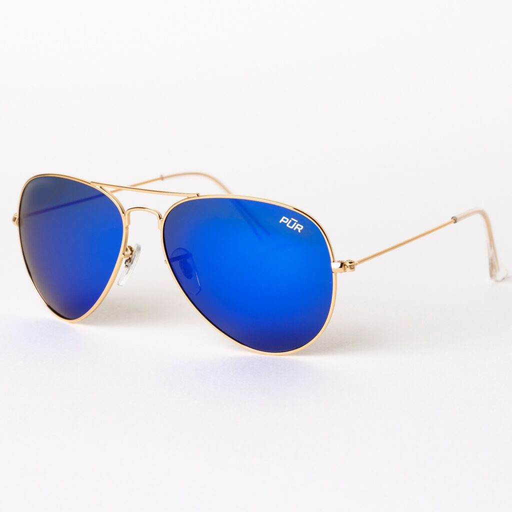Aviator Polarized Sunglasses | Gold Frame, Blue Mirrored Lens ...